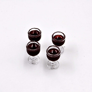 Togudot 1:12 Miniature Red Wine Bottle Set and Wine Goblet Cups Dollhouse Mini Kitchen Decoration Accessories