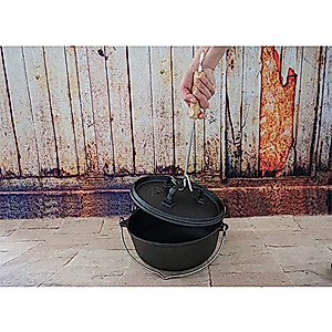 CAMPINGMOON Camp Dutch Oven Lid Lifter for Lifting and Carrying Dutch Ovens with Wood Handle MS-34