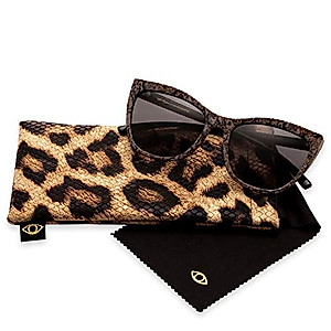 Sofia Vergara x Foster Grant Women's Sofia Sunglasses Cat Eye, Black and Grey Snake Print, 55 mm