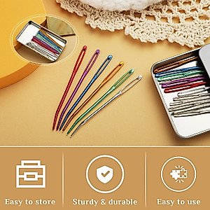 12 Pieces Yarn Needle, Tapestry Needle Bent Embroidery Needles Bent Tip Needles, and 6 Pieces Large-Eye Blunt Needles with Iron Box for Knitting Crochet (Random Color)