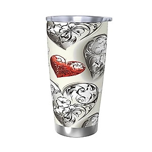 AYCZN Heart 20 OZ Tumbler Stainless Steel Travel Coffee Mug, Romantic Insulated Water Bottle with Lid and 2 StrawsLeakproof Thermal Cup