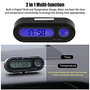 Car Auto Digital Temperature Clock LED Clocks, 2 in 1 Car Vehicle Interior Mini Electronic Watch LED Digital Clock Thermometer Voltmeter