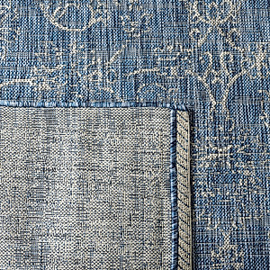 SAFAVIEH Courtyard Collection Area Rug - 8' x 10', Navy & Ivory, Non-Shedding & Easy Care, Indoor/Outdoor & Washable-Ideal for Patio, Backyard, Mudroom (CY8680-36821)