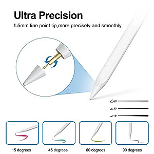 Stylus Pen for iPad,ipad Pen for iPad 10/9th,Apple Pencil Compatible with iPad Pro 12.9/11in,iPad Air 5/4/3,iPad Mini 6th/5th Gen,iPad 6/7/8th Gen,ipad Pen with Palm Rejection,4 Replaceable 1.5mm Tips