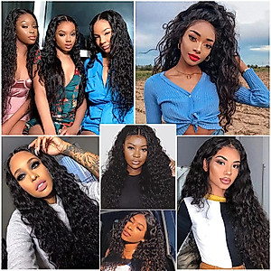 Water Wave Lace Front Wigs Human Hair Pre Plucked Baby Hair HD Transparent Wet and Wavy Lace Wigs 180% Density Brazilian Glueless 13x4 Water Wave Lace Frontal Wig Natural Hairline Natural Black 20Inch