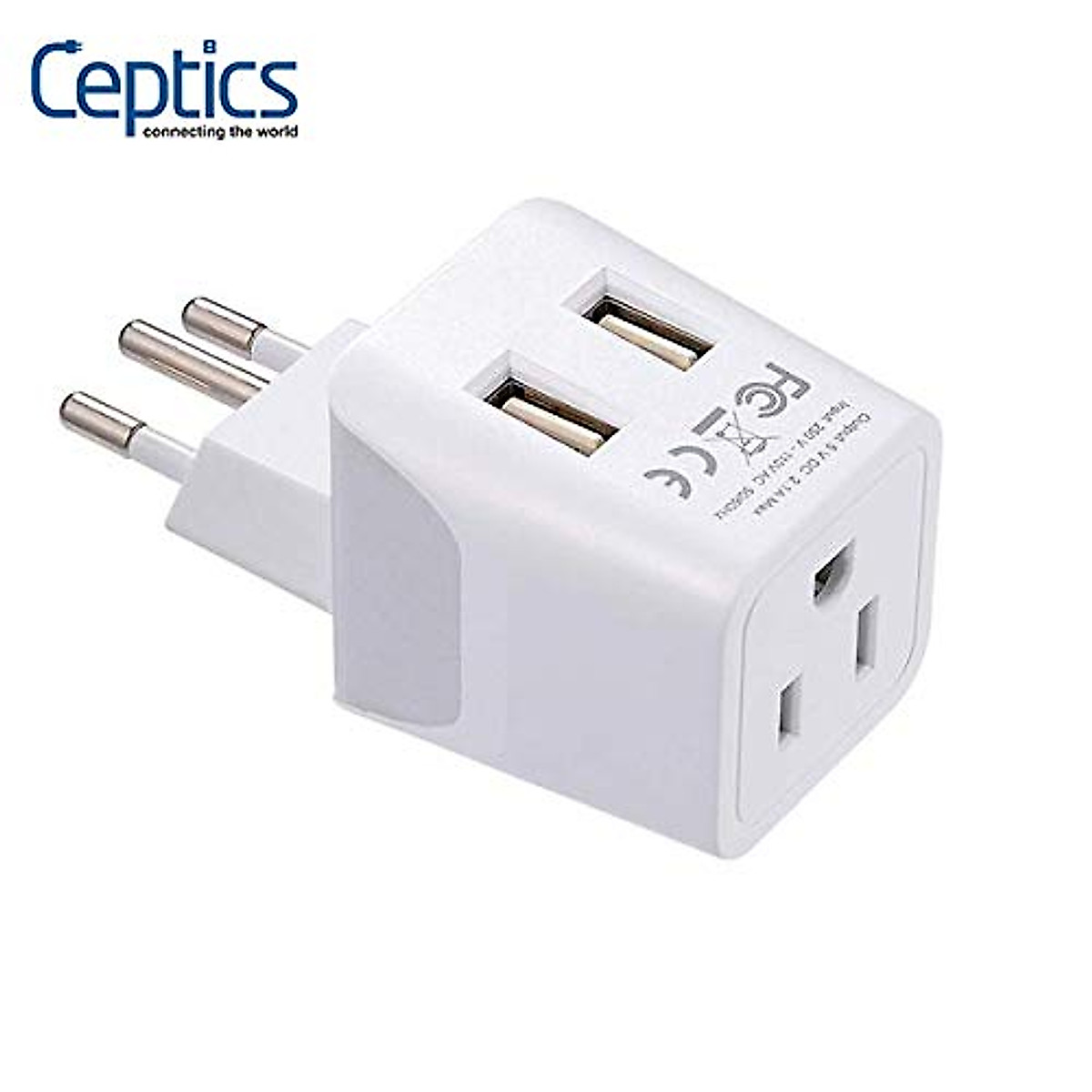 Brazil Travel Adapter Bundle by Ceptics - Type N - Charge Multiple Devices at Once - USA to Brazil - Multipack - for Your Cell Phones, Tablets, iPhone, Camera