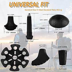 Favuit Hiking Pole Tips, Walking Stick Rubber Tips Trekking Poles 6Pcs Replacement Protectors Boot Tips Rubber Feet fits Most Standard Hiking Sticks 11mm Hole Diameter