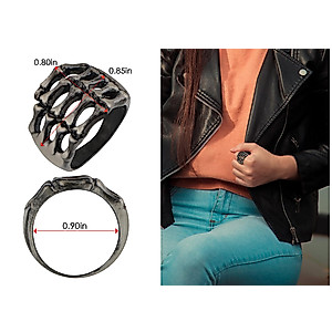Alilang Gunmetal Tone Creepy Skeleton Hand Grasping Your Finger Statement Fashion Ring