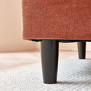 Seegool Corner Sectional Couch for Living Room, Right Hand Facing Curved Sofa Polyester Fabric Wood Frame with Wood Legs for Bedroom, Office, Apartment, Orange