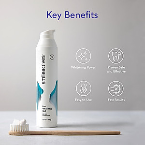 Smileactives Teeth Whitening Gel for Toothpaste with Clinical-Grade Hydrogen Peroxide, Tooth Stain Remover for White Teeth, Dentist Quality Pro Whitening Gel to Remove Stains, 90 Day, 3.8 oz Bottle