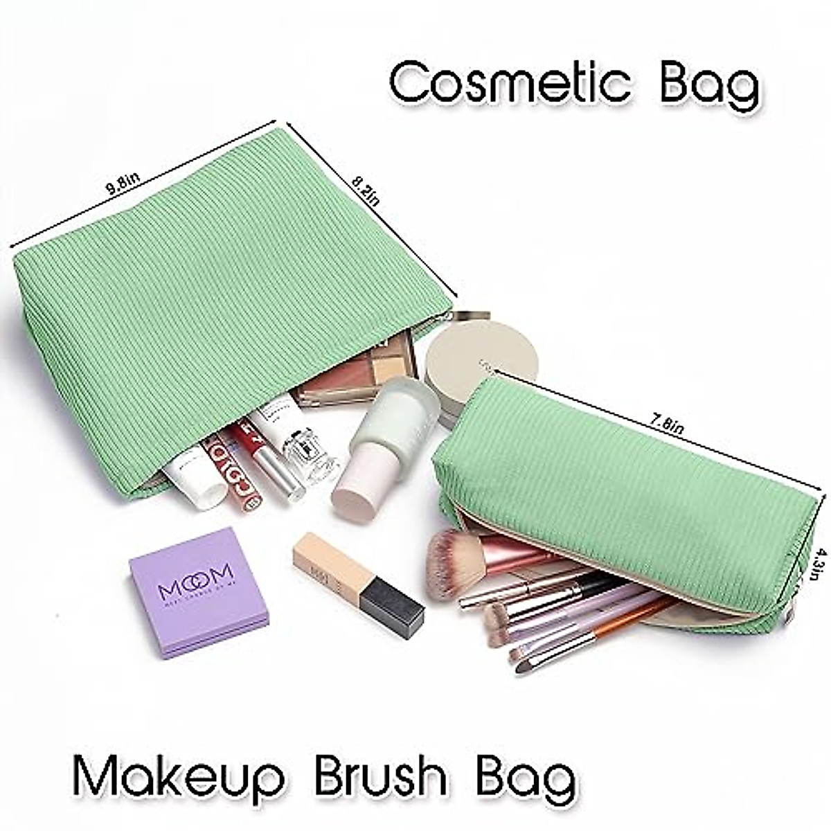 SANYETS 2 Pieces Makeup Bags for Women, Small Makeup Bag for Purse, Travel Cosmetic Bag, Green Mini Cosmetic Pouch, Portable MakeUp Organizer Bag, Girls Trendy Aesthetic Stuff