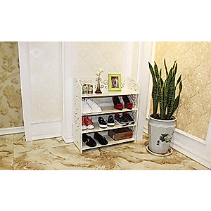 Jerry & Maggie - 4 Tier WPC Shoe Rack/Shoe Storage Stackable Shelves Free Standing Shoe Racks - Wide | White