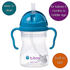 b.box Sippy Cup + Replacement Straw & Cleaner Combo Pack | Includes 2 Weighted Straw Sippy cups (1 Cobalt, 1 Apple) | Spill Proof, Leak Proof, BPA Free
