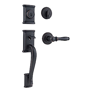 Kwikset 98001-098 Ashfield Single Cylinder Handleset w/Ashfield Lever featuring SmartKey in Venetian Bronze