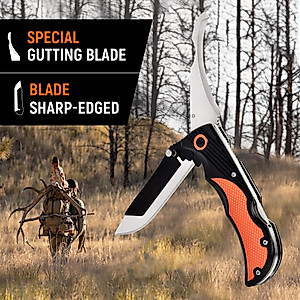 Lancergear Hunting Knife, Skinning Knife, Outdoor Pocket knives with Replaceable 3.5'' Blades, Deer knife, Folding Double-Blade Knife