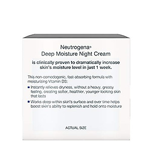 Neutrogena Deep Moisture Night Cream with Glycerin & Vitamin D3, Facial Moisturizer for Dry Skin with Shea butter, Glycerin, Vitamin D3, Non Greasy & Non Comedogenic, 2.25 oz