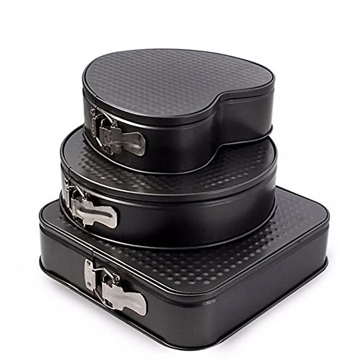 EKDSPW 3Pcs Steel Cake Mold Removable Bottom Round Heart Square Baking Molds Mooncake Cookie Mold Bakeware Baking Molds Kitchen Tools