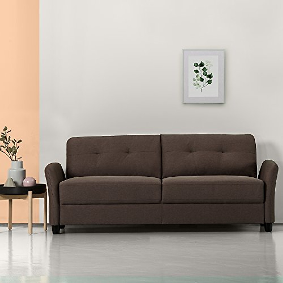 ZINUS Ricardo Sofa Couch Tufted Cushions, Easy, Tool-Free Assembly, Chestnut Brown