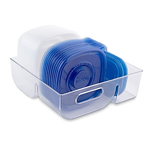 Homeries 3 Compartment Acrylic Food Container & Pot Lid Organizer, Clear, 2 Pack