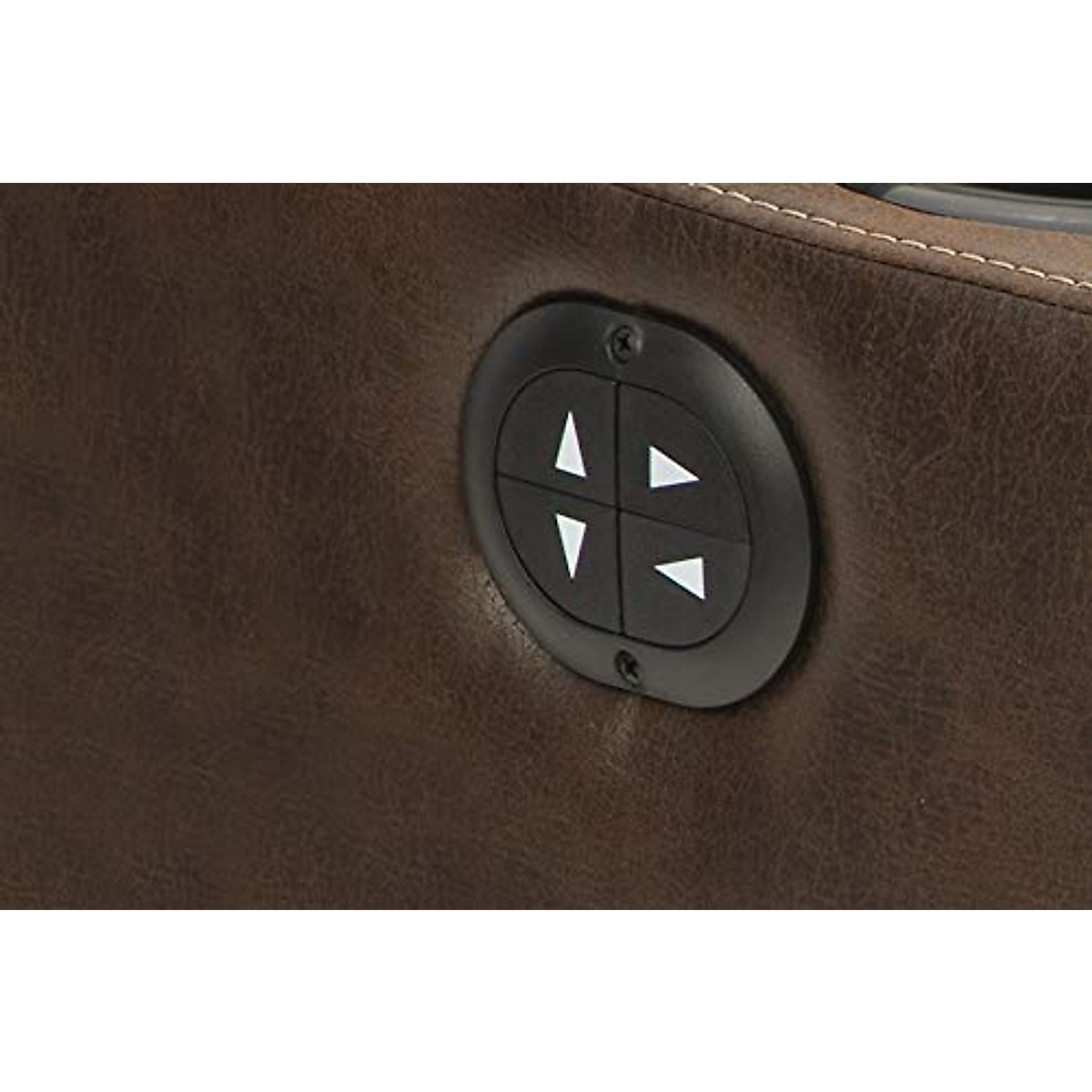 Signature Design by Ashley Owner's Box Faux Leather Power Reclining Loveseat with Center Console, Brown