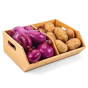 BYOA Official Potato and Onion Storage Bin, Pantry Organizers and Storage, Kitchen Organization and Storage, Bamboo Storage, Bread Basket, Potato Storage, Bamboo Organizer