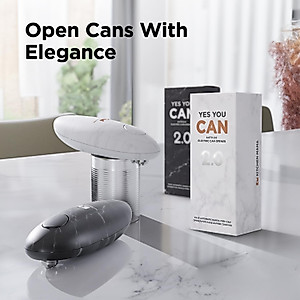 Kitchen Mama Auto 2.0 Electric Can Opener: Refined Blade Opens Almost Any Can - Automatic, Hands Free, Smooth Edge, Food-Safe, Battery Operated, YES YOU CAN (Marble White)