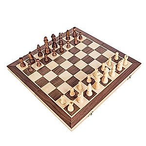 BIENKA MKVRS Chess Chess Set Chess Board Folding Wooden Chess Game Board with Felt Game Board Inside Portable Travel Folding Board Game for Kids Adults Chess Set Chessboard