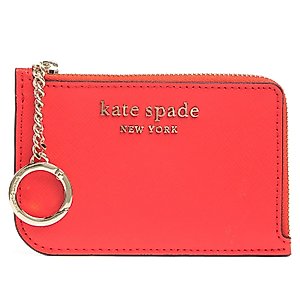 Kate Spade New York womens unisex Leather Medium L-Zip Card Holder Keychain, Gazpacho