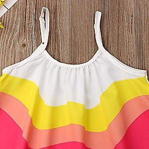 Toddler Baby Girl Summer Boho Rainbow Stripe Spaghetti Strap Beach Sun Dress (Rainbow, 5-6T)