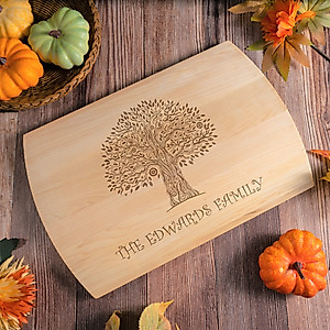 Blue Ridge Mountain Gifts Personalized Tree of Life Cutting Board - Custom Laser Engraved Wood Chopping Board- Great for Father's Day Wedding, Anniversary, Birthday, and more - 3 Wood Types & Sizes