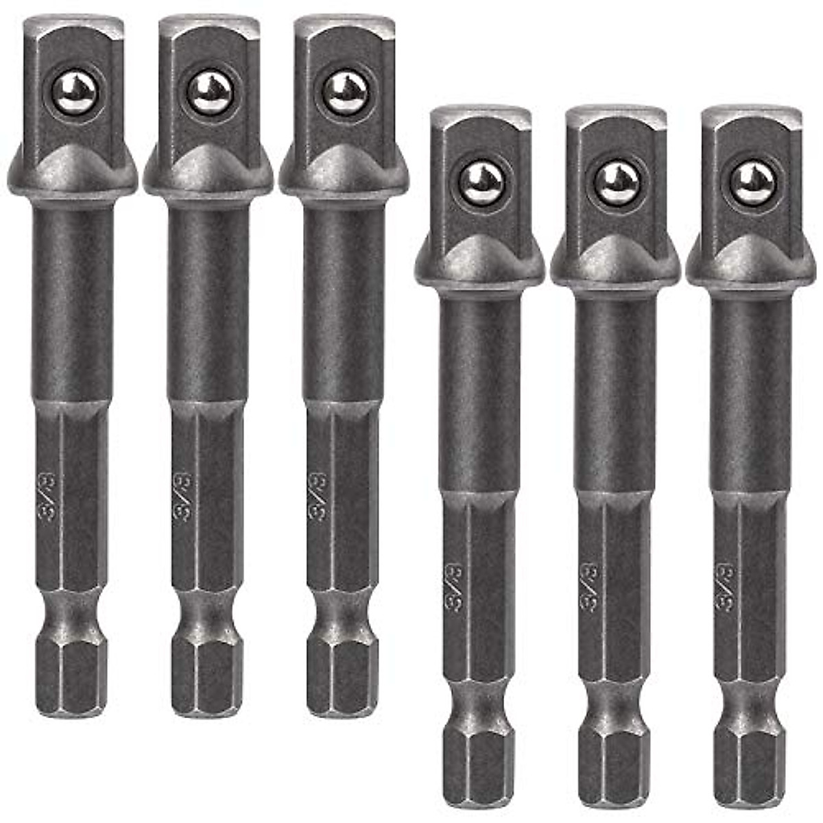 OIIKI 6 Pack 3/8 inch(10mm) Square Socket Adapter Bit Set, Impact Driver Power Bits for Automotive DIY-1/4 Hex Shank