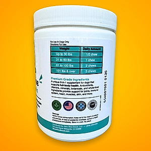 BowWowBoost Multivitamin Treats for Dogs - Premium Ingredients - Created by Vets - Hip & Joint Support (Glucosamine), Skin & Coat (MSM), Heart, Allergies, Itching - Young to Senior Dogs, All Breed