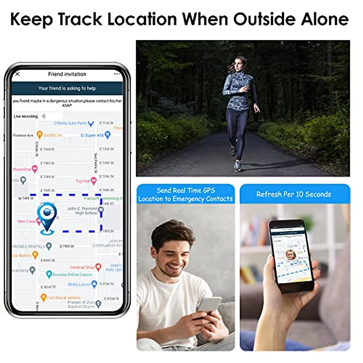 Self Defense Personal Alarm Keychain for Women with GPS Position BBguarder App SOS Alert by Sound/Call/Email/SMS Security Safe Protection Devices 120 Db Gifts for Girlfriend Wife Birthday Holiday Aqua