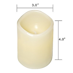 Enpornk Set of 12 Flameless Candles Battery Operated LED Pillar Real Wax Electric Unscented Fake Candles with Remote Control Cycling 24 Hours Timer, Ivory Color (D:3" x H:4")