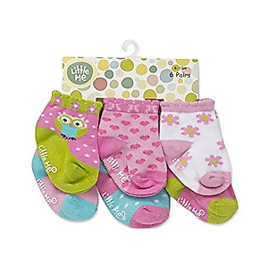 Little Me baby girls Variety Little Me 6 Pack Newborn Girl Socks Happy Owl Multi, Happy Owl, 12-18 Months US