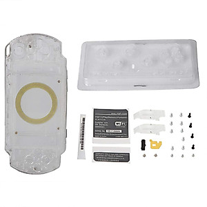 Socobeta Game Console Shell Replacement Game Console Housing Set with Buttons Kit Compatible with PSP 1000(Clear)