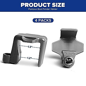 yboatch Boat Bumper Clips Hangers Adjusters Cleats 4Pack, Pontoon Fender Clips for Docking, Durable ABS Boat Fender Clips for 1 Inch and 1.25 Inch Square Tube, Grey