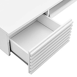 Modway Render 60" Mid-Century Modern Wall-Mount Office Desk in White