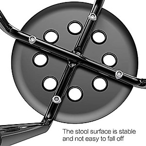 Topeakmart Set of 5 Commercial Plastic Stackable Stools Round Top Backless Stool Metal Leg 17.3in Height Black