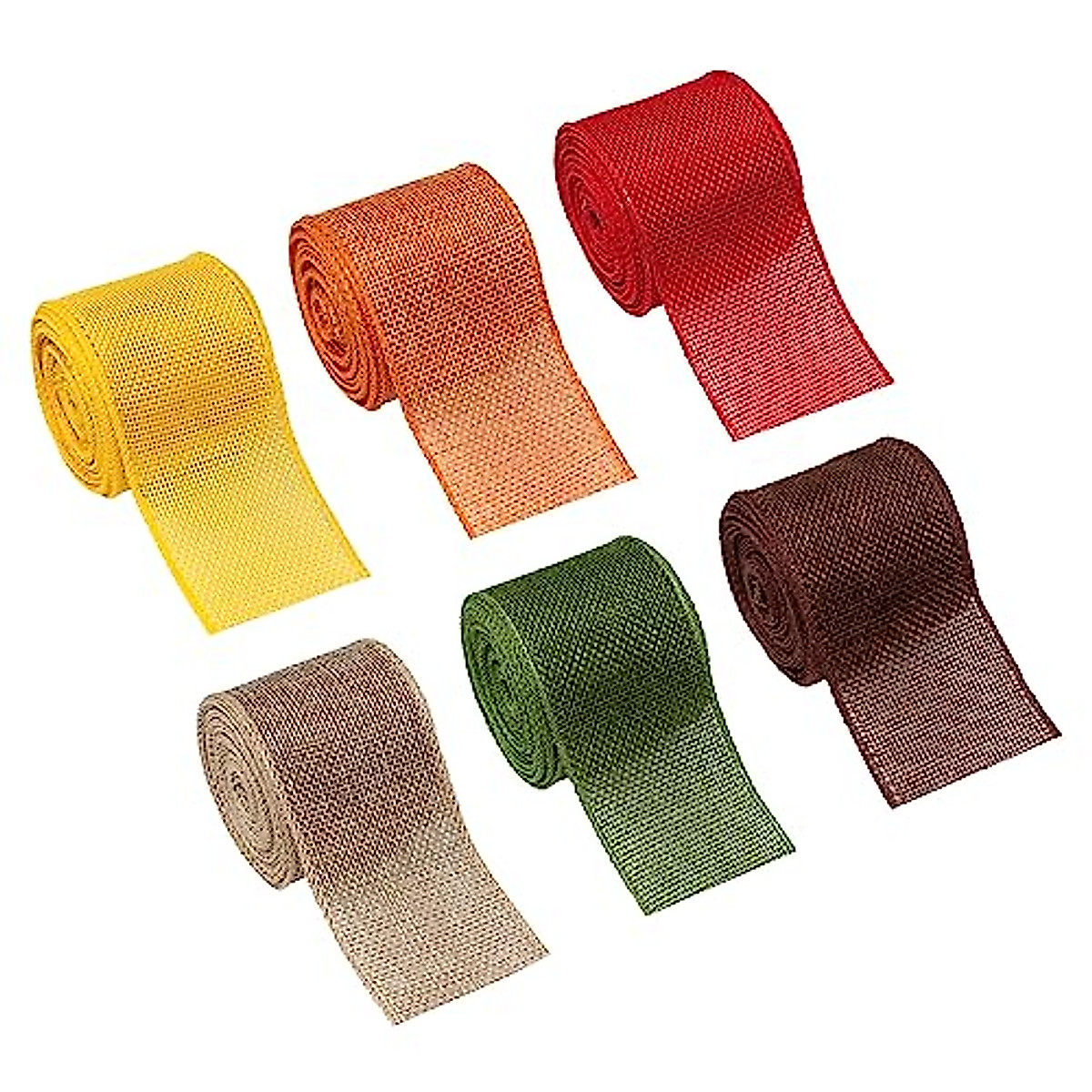 Mlurcu Fall Ribbon Burlap Wired Ribbon 2 Inch Wide Thick Solid Fabric Wire Edge Ribbon 6 Rolls 30 Yards Autumn Ribbon for Crafts Wreaths Bows Making Thanksgiving Christmas Wedding Outdoor Decorations