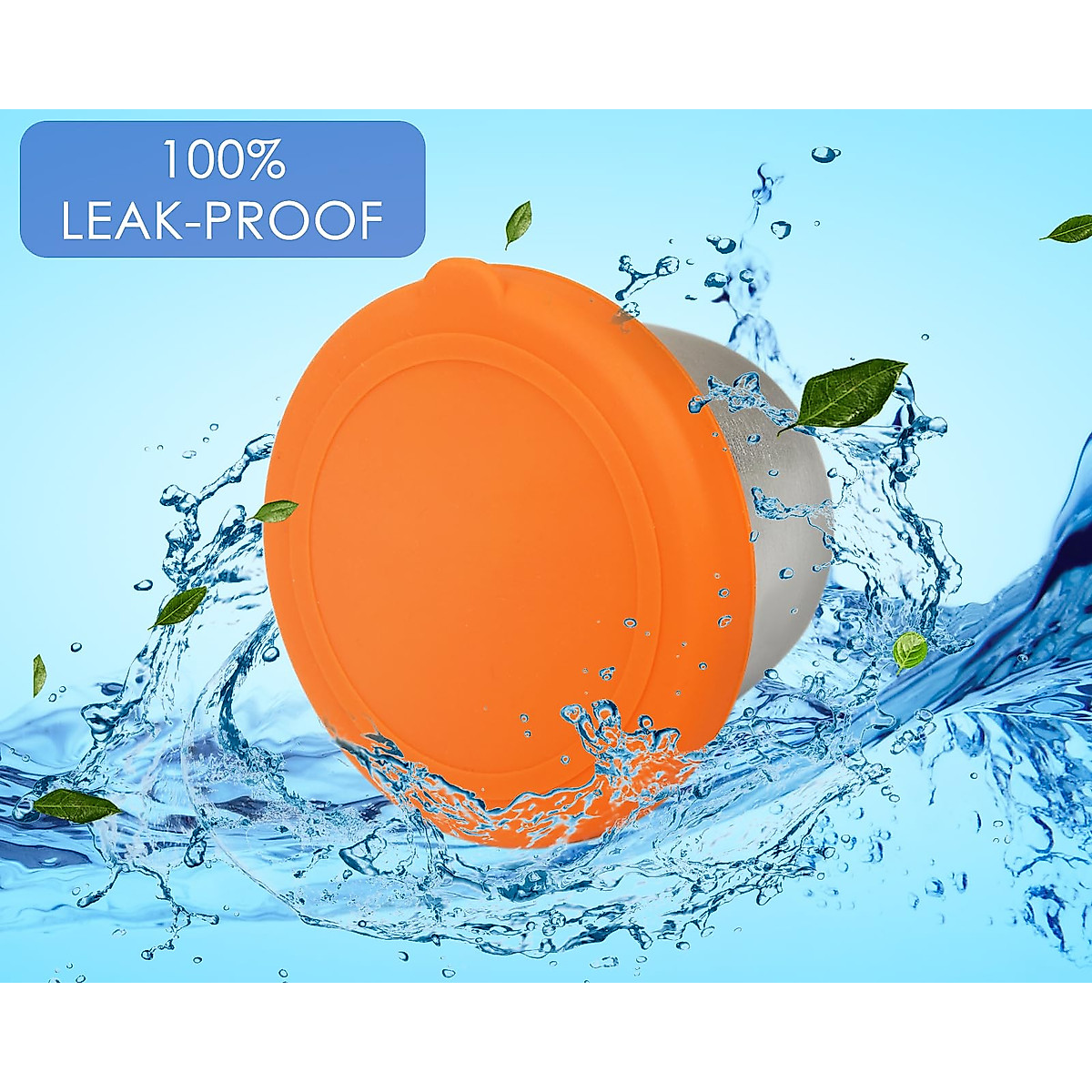 Victhur Salad Dressing Container To Go, 6 Pieces 2.4oz 304 Stainless Steel Sauce Containers with Silicone Lids for Snacks, Dipping Sauce