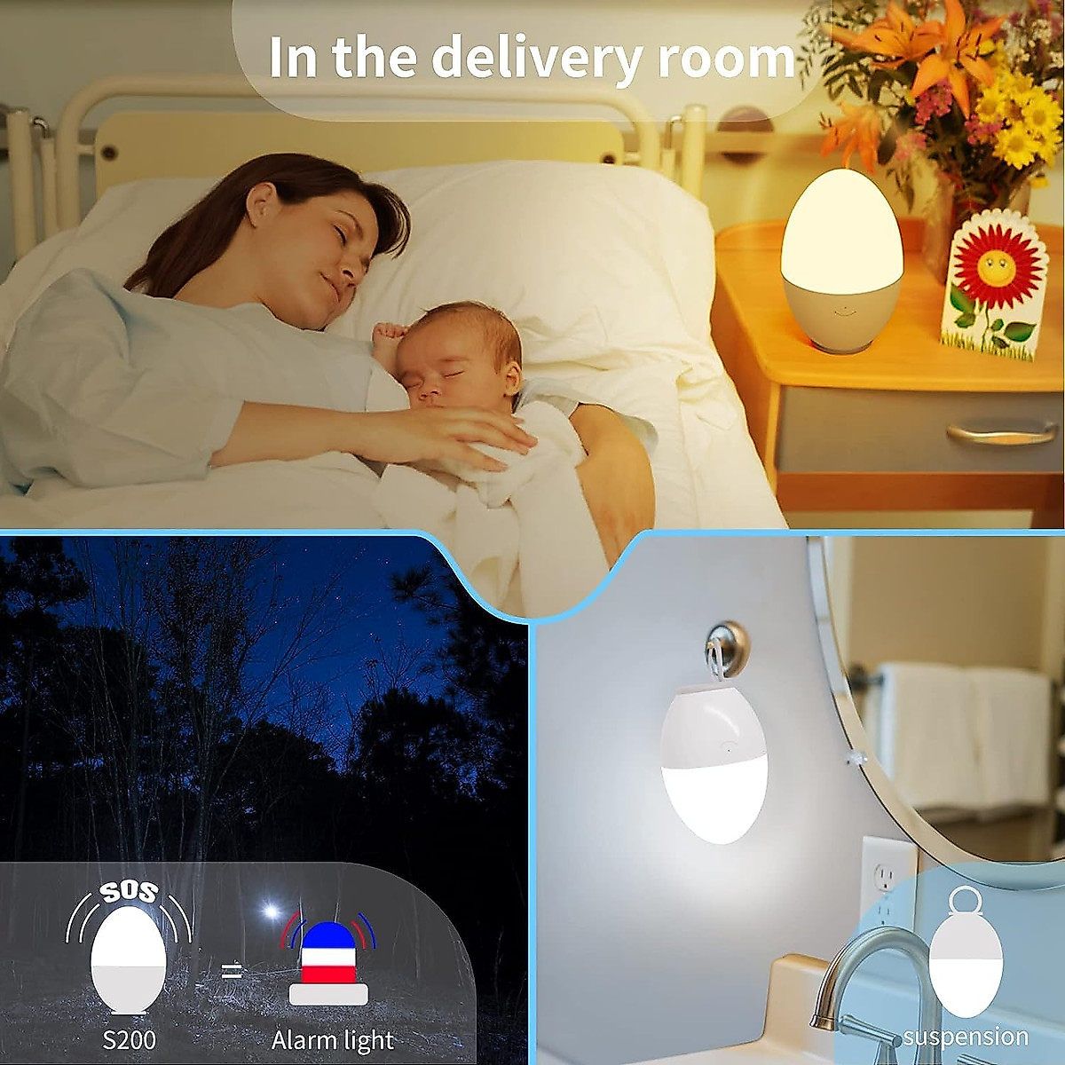 Fitop Baby Night Light, Portable Nursery Night Light for Kids Rechargeable, Dimmable Kids Night Light with Touch Control for Breastfeeding/Diaper Changes/Reading/Nursing/Nighttime Waking