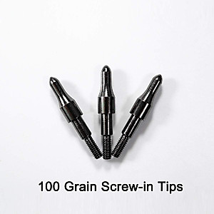 M.SJUMPPER ARCHERY Filed Points 100 Grain Screw-in Stainless Steel Arrows Tips for Hunting Targeting Practice (Pack of 12)