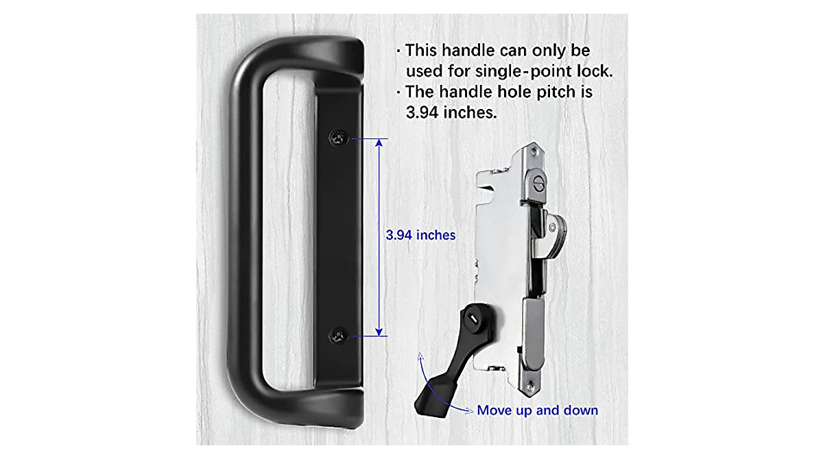 House Guard Black Patio Door Handle Set - Stylish Replacement for ...