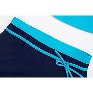 KABETY Little Girls Summer Two Piece Boyshort Fashion Tankini Swimsuit (Blue, 10-11=3XL)