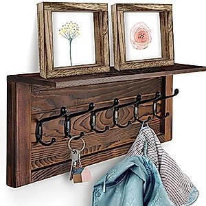 KIBAGA Decorative Coat Rack for Wall Mount - Large Hanger with Shelf and 6 Hooks to Simplify Your Home