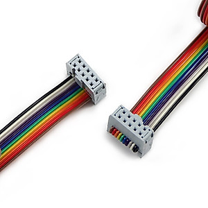 Fielect 2pcs IDC Rainbow Wire Flat Ribbon Cable 10 Pin 30cm Length 2.54mm Pitch