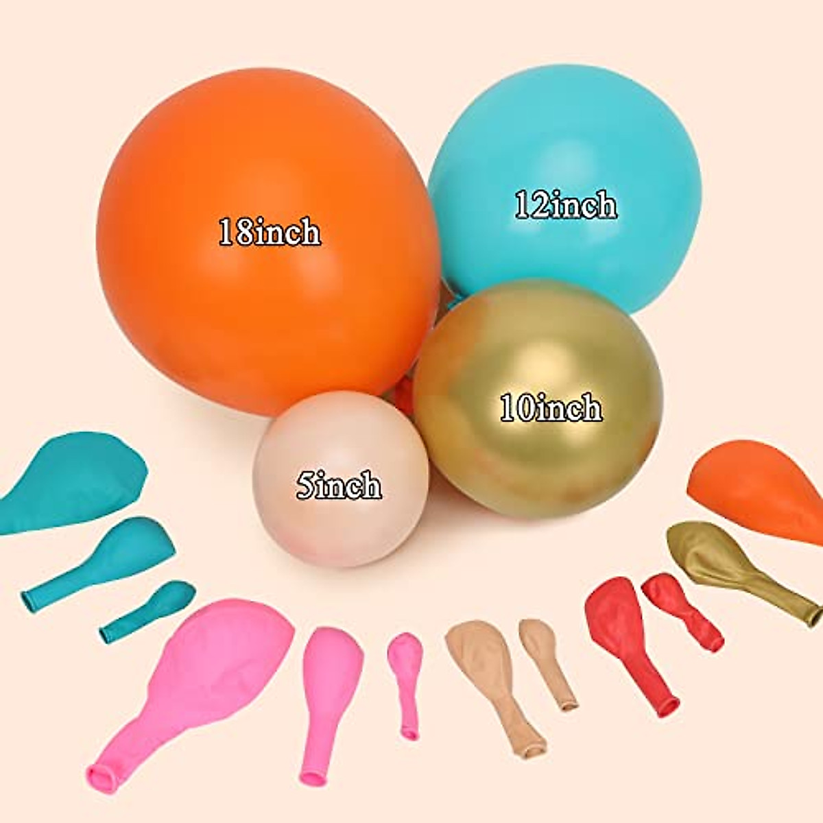 RUBFAC 134pcs Pastel Balloons Garland Kit Coral Balloons Turquoise Balloons Gold Metallic Balloons, bride balloons for Baby Shower Girls Birthday Weeding Anniversary Decorations