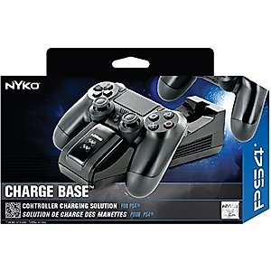 Nyko Charge Base - PlayStation 4 with a Modern and Simple Drop and Charge Design, Dual Patented Dongle Charging Port, Includes a USB and Wall Mount for Super Fast Charging of PS4, PS4 Pro and PS4 Slim Controllers