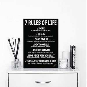 7 Rules of Life Motivational Poster – Printed on Premium Cardstock Paper – Sized 11.7 x 16.5 Inch - Perfect for Bedroom, Home Office, College Dorm or Classroom - Inspirational Wall Art to Change your Mindset for Growth